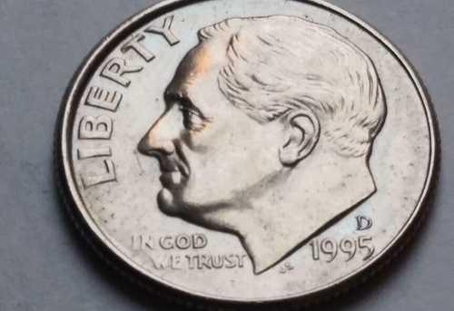 Монета Liberty one dime 1995 год, блеск