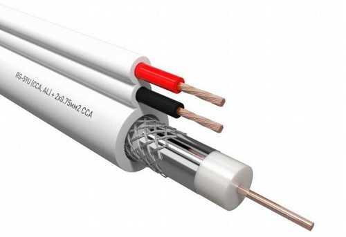 Кабель коаксиальный RG-59U+ 2x0.75 мм2 CCA, белый