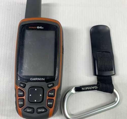 Навигатор Garmin GPSmap 64s + карабин + карты