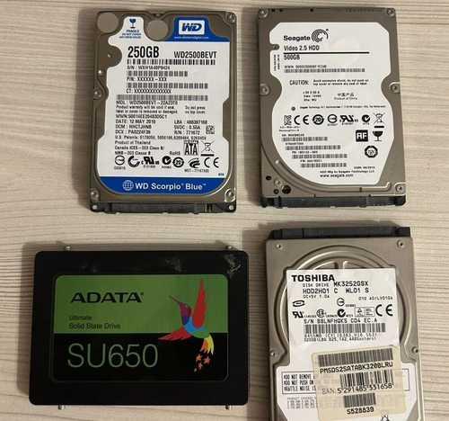 HDD и SSD жесткие диски от 120 до 500 гб