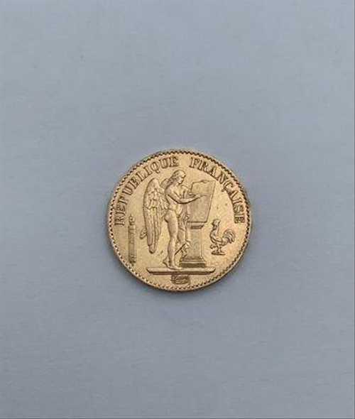 Монета Франция 20 франков (francs) 1876 Золото