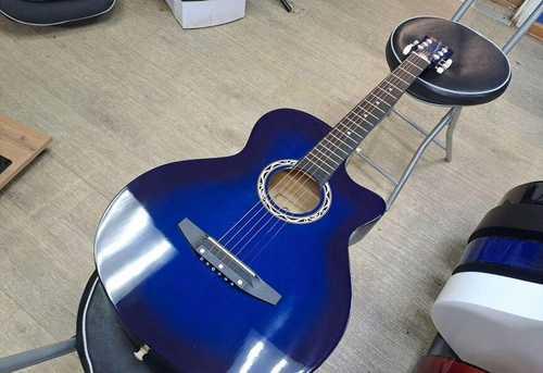 Гитара акустическая синяя с металлическими струн