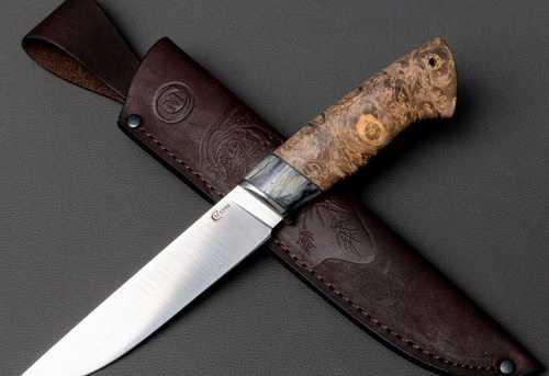 Нож Пантера - S390, зуб мамонта, стаб. кап клена