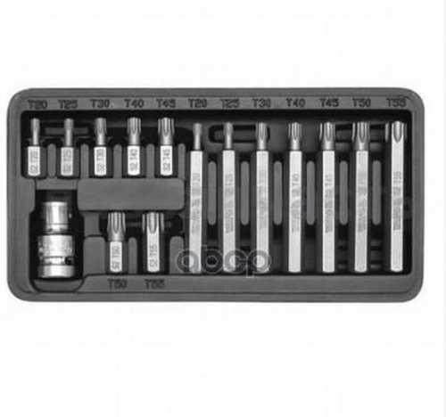 Набор бит 1/2 inch, torx, 15 пр (L30 мм, L75 мм): T20, Т25, Т30, Т40, Т45, Т50, Т55, в метал. боксе