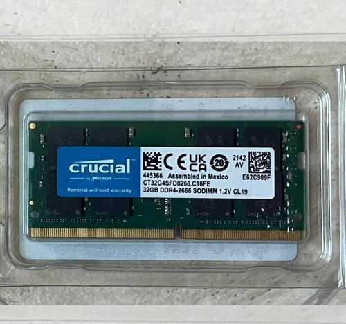 Оперативная память DDR4 32gb Crucial 2666 SO-Dimm