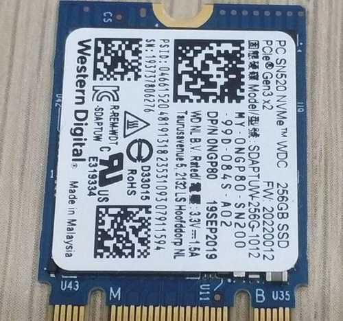 Ssd m2 nvme 256Gb western digital