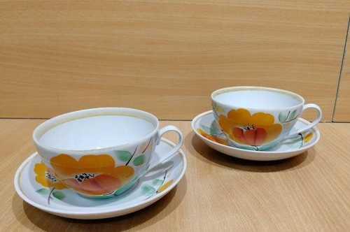 Чайная пара фарфор роспись Цветы Южноуральский фз