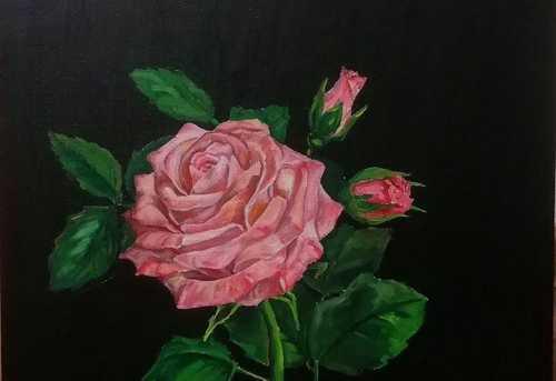Картина маслом на холсте роза