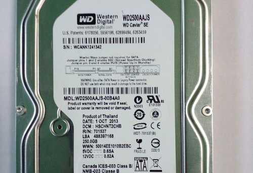 Жесткий диск hdd SATA WD caviar 250 GB