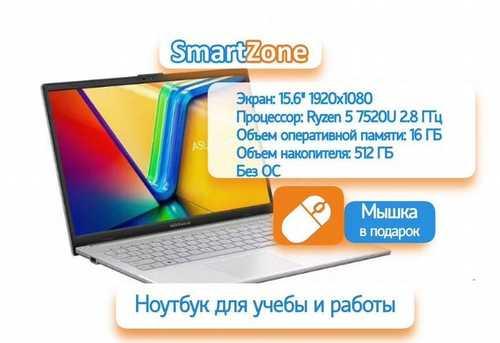 Ноутбук 15.6" ASUS VivoBook Go 15 E1504F, 512 ГБ, Ryzen 5 7520U, RAM 16 ГБ, Radeon Graphics
