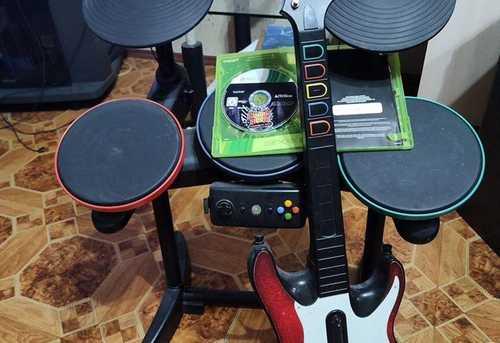 Xbox 360, барабаны и гитара