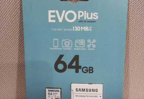 Карта памяти MicroSD Samsung EVO 64Gb оригинал