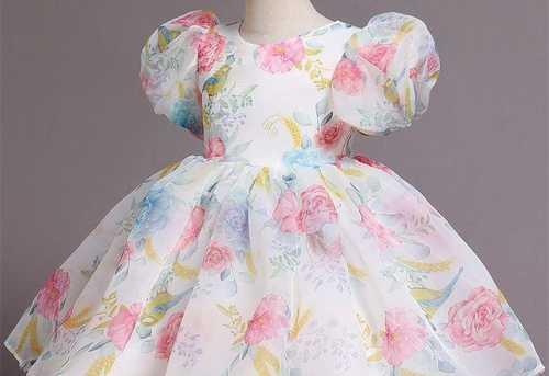 Пышное платье с цветами для девочки 122 128