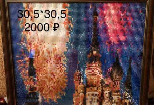 Алмазная мозаика кремль Москва салют
