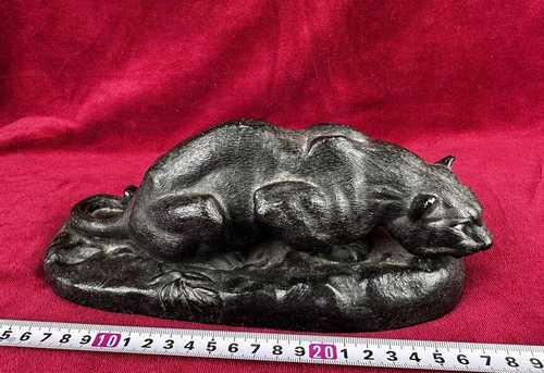 Большая статуэтка скульптура черная кошка пантера