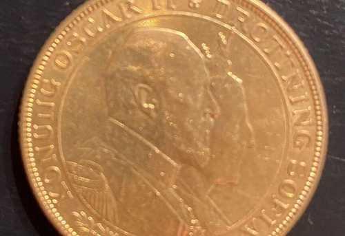 Монета Швеции 2 кроны, 1907 г. "50 лет свадьбы