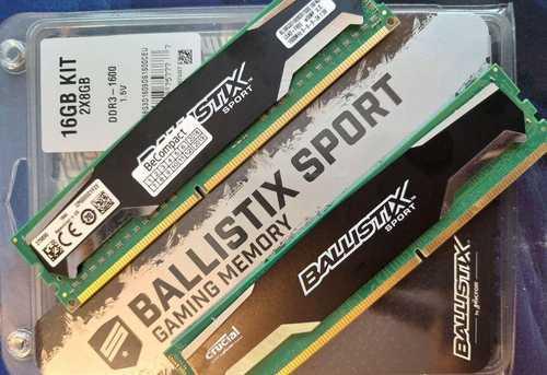 DDR3 Crucial ballistix 1600 MHz 2x8gb (9-9-9-24)