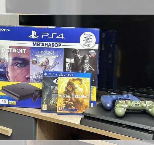 Sony playstation 4 slim 1tb 2 геймпада