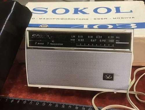 Радиоприёмник Сокол 403, блок питания, коробка