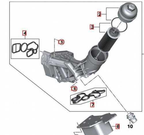 Прокладки маслоохладителя теплобменика bmw f20 b38