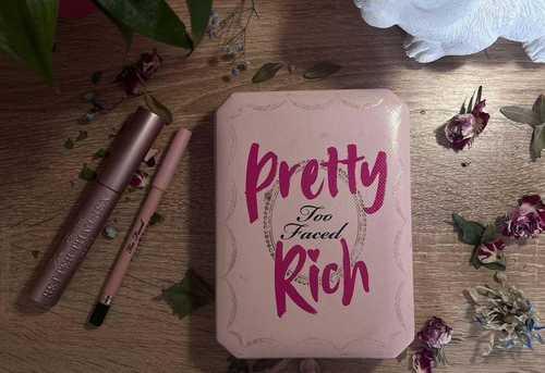 Палетка теней too faced pretty rich, тушь,карандаш