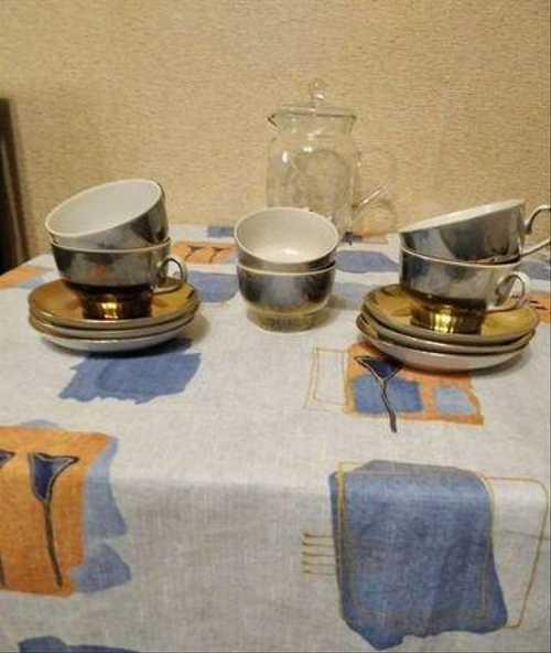 Набор столовой посуды СССР кобальт позолота