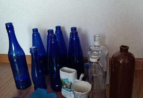 Бутылки из синего стекла