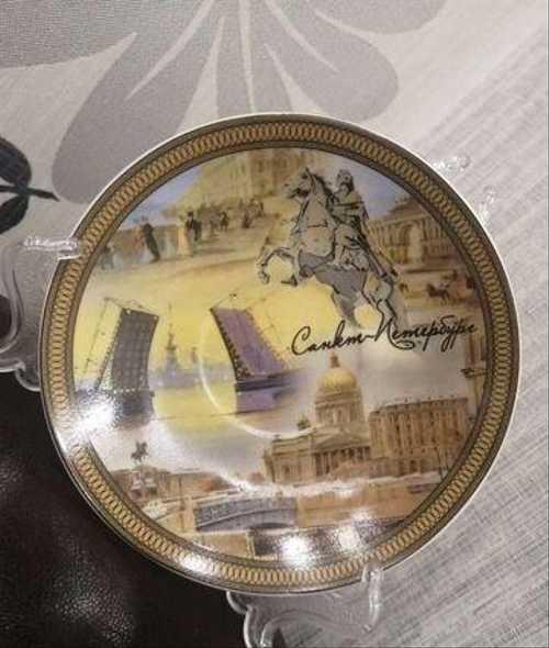 Сувенир тарелка с чашкой "Виды санкт-петербурга"