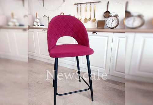 Барные высокие стулья для кухни со спинкой велюр