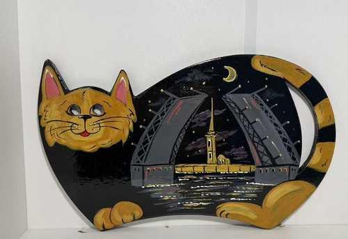 Сувенирная доска кот "Питер" ручной работы