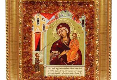 Икона из янтаря Божьей Матери - Нечаянная радость