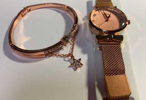 Часы женские на руку в комплекте с браслетом