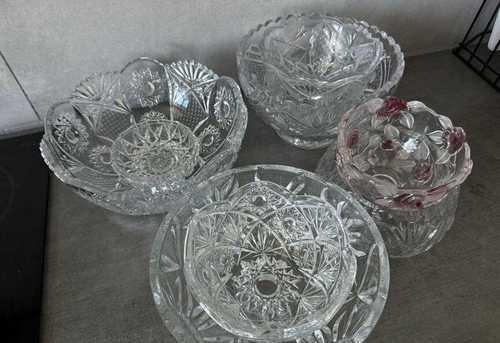Хрустальные вазы салатницы разные