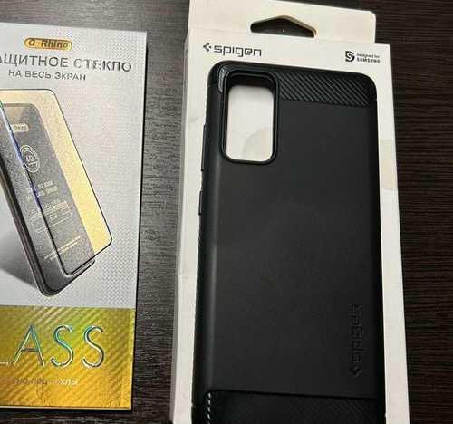 Samsung s20fe чехол Spigen + защитное стекло