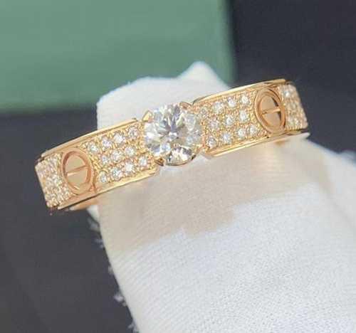Помолвочное кольцо Cartier Love розовое золото 88 бр. 0.4576 ct