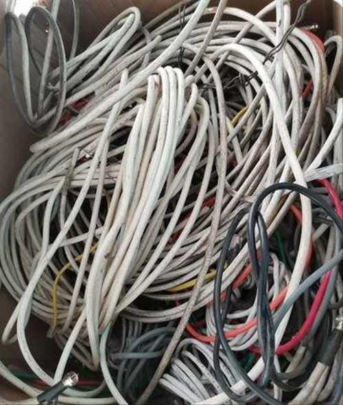 Коробка с проводами б/у Rg-6 + пачкорды 5-7 кг