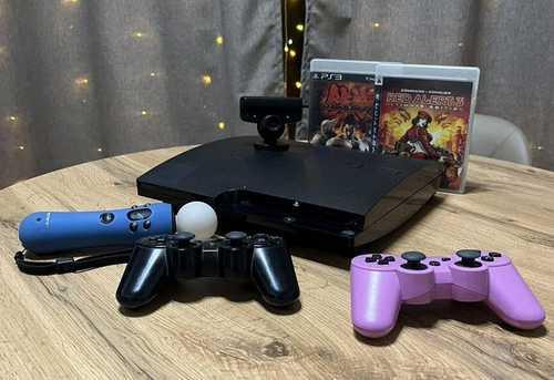 Sony PS3 slim прошита, с играми, камерой и move