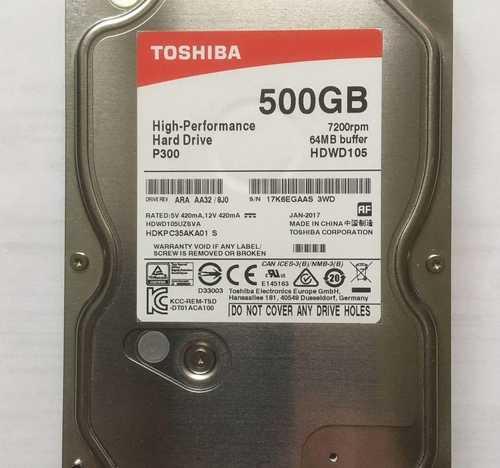 Новый Жесткий диск Toshiba 500Gb hdwd105uzsva