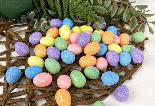 Яйцо разноцветное из пенопласта мини с блестками