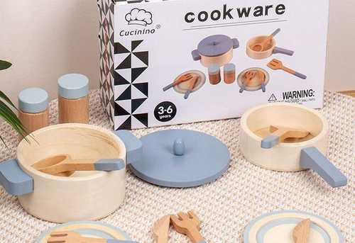 Игровой набор "Посуда" деревянный для детей