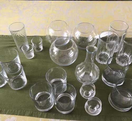 Стаканы, графины, вазы, бокалы из стекла