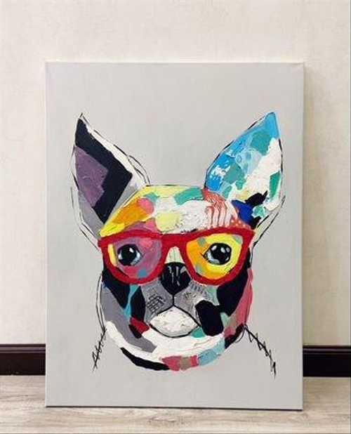 Интерьерная картина на холсте разноцветная собака