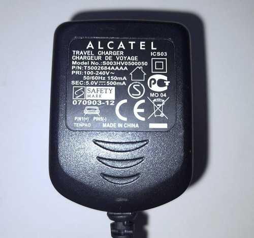 Сетевой адаптер Alcatel ICS03, 5v на 500mA,miniUSB