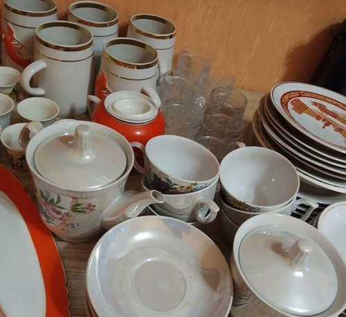 Посуда (тарелки, блюдца, сервис чайный) и т.д