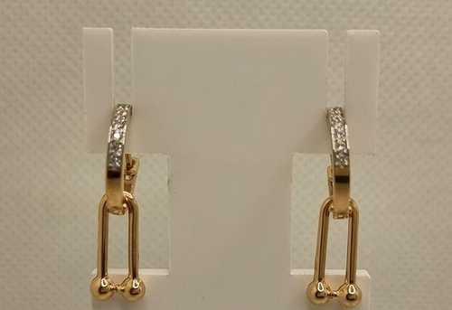 Золотые серьги Tiffany с камнями 585 (мармелад)