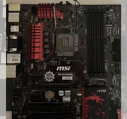 Материнская плата z87-g43 gaming, lga 1150