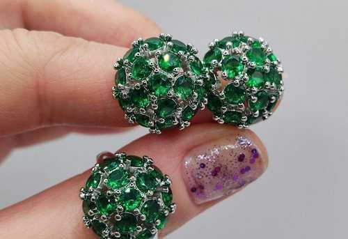 Серьги и кольцо с кристаллами комплект