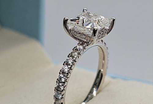 Кольцо с бриллиантами (муассанитами) 2ct принцесса