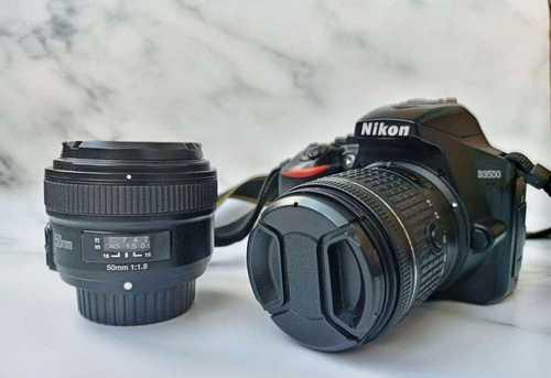 Зеркальный фотоаппарат Nikon 3500d+объектив 50мм