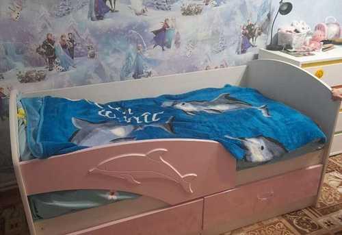 Детская кровать Дельфин с матрасом